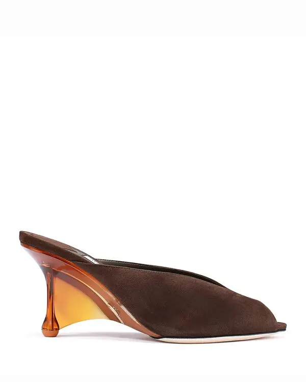 JIMMY CHOO Glace 80 Mules - Chocolate/amber