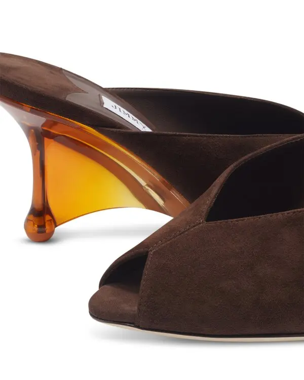 JIMMY CHOO Glace 80 Mules - Chocolate/amber
