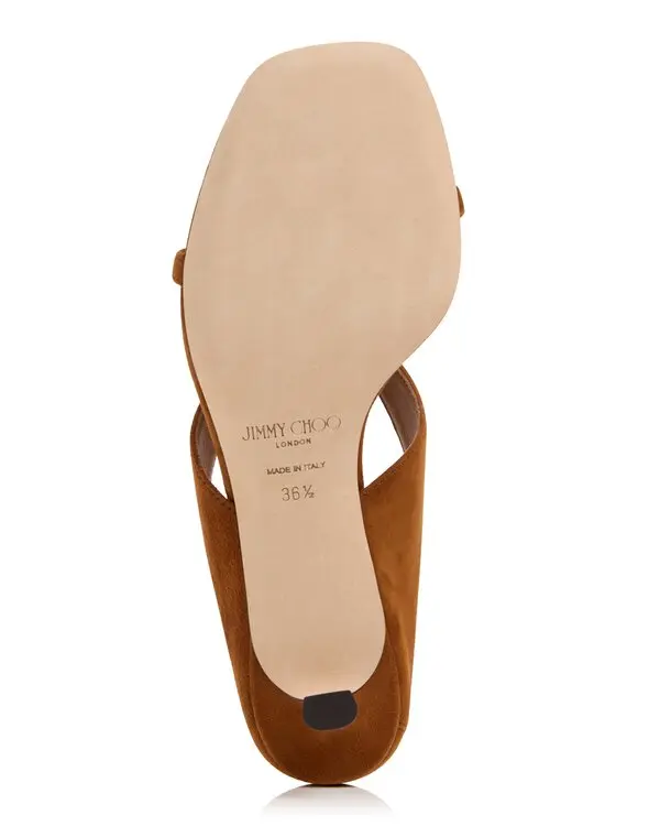 JIMMY CHOO Emeri Suede Sandals With Resin Stone Embellishment - Tan/amber