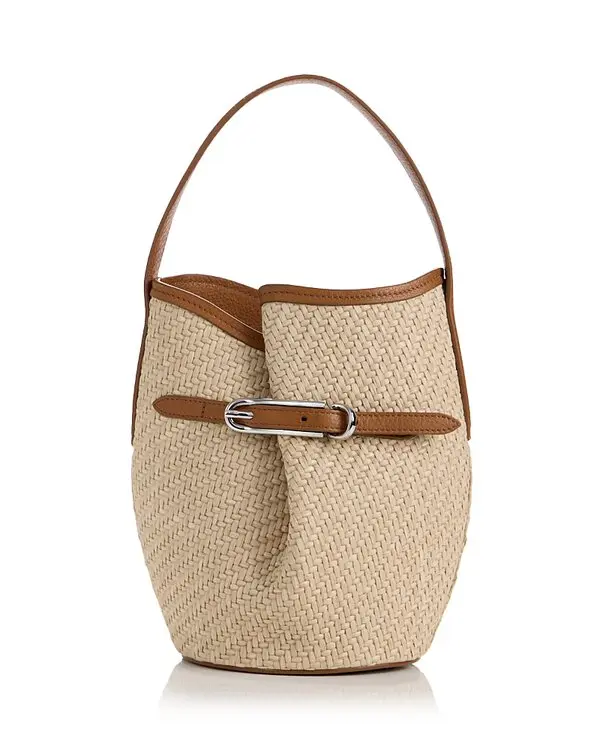 LIFFNER Belted Raffia Bucket Bag - Beige