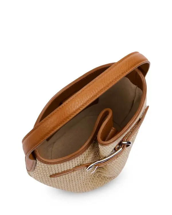 LIFFNER Belted Mini Raffia Bucket Bag - Beige