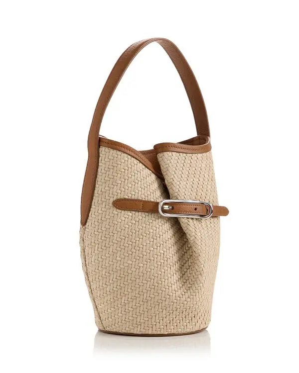 LIFFNER Belted Mini Raffia Bucket Bag - Beige