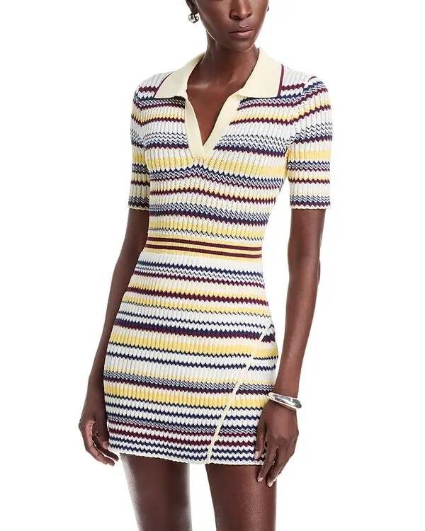 Simkhai Striped Knit Polo Dress - Yolk Multi