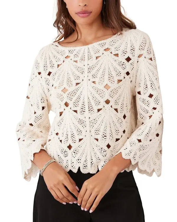 Karen Kane Crochet Flared Sleeve Top