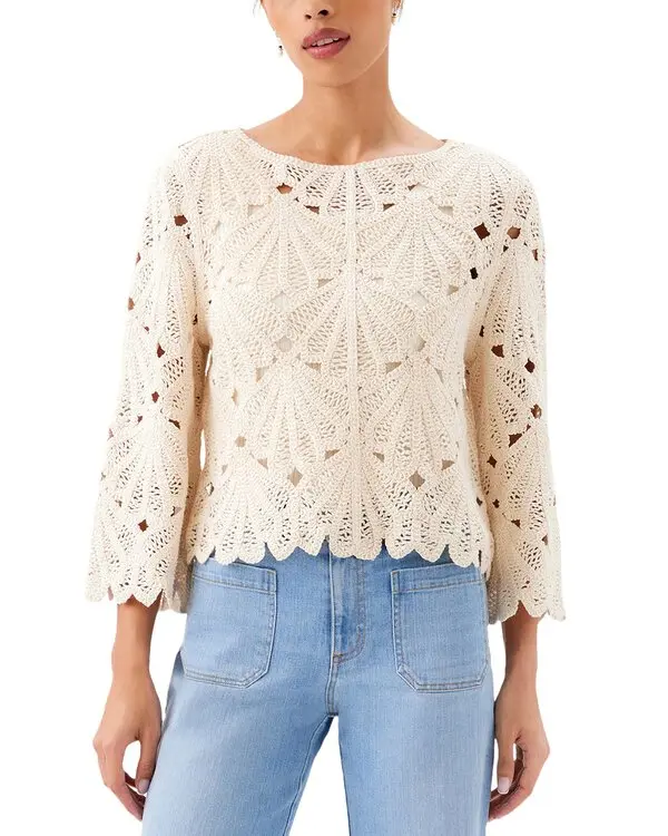 Karen Kane Crochet Flared Sleeve Top