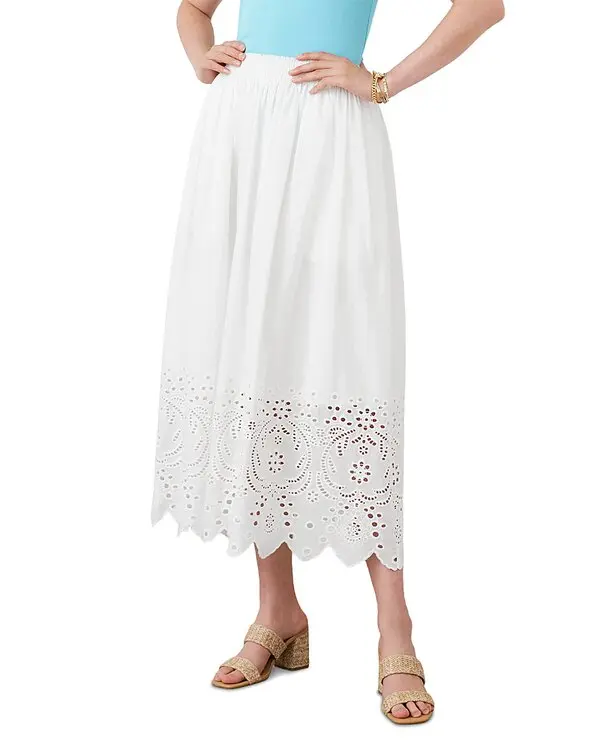 Karen Kane Embroidered Cutout Midi Skirt