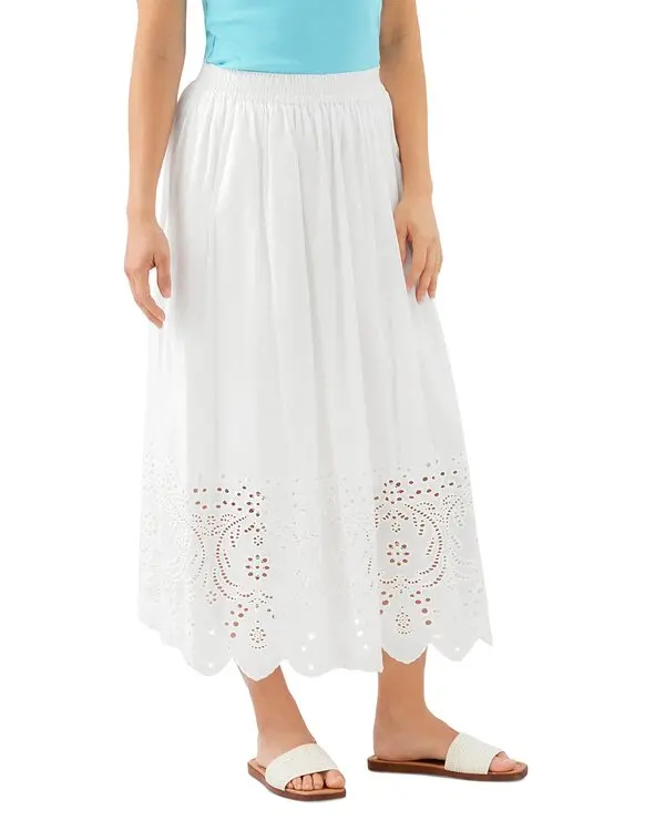 Karen Kane Embroidered Cutout Midi Skirt
