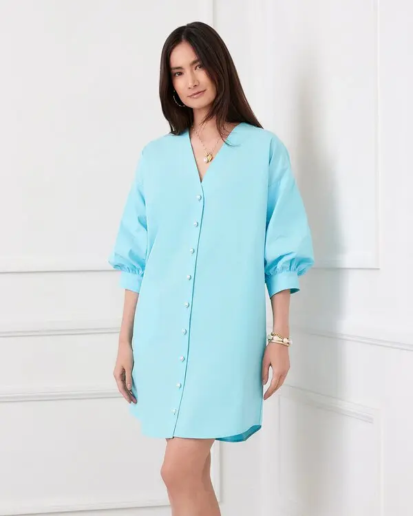 Karen Kane Lantern Sleeve Button Dress