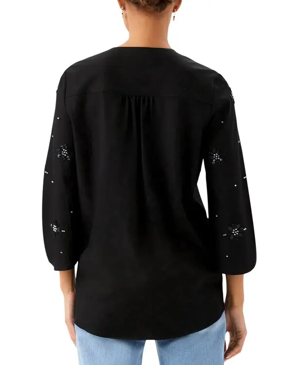 Karen Kane Embellished Asymmetric Top With Bracelet Sleeves