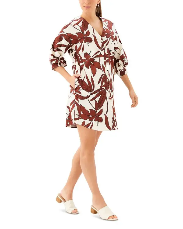 Karen Kane Lantern Sleeve Printed Shirt Dress