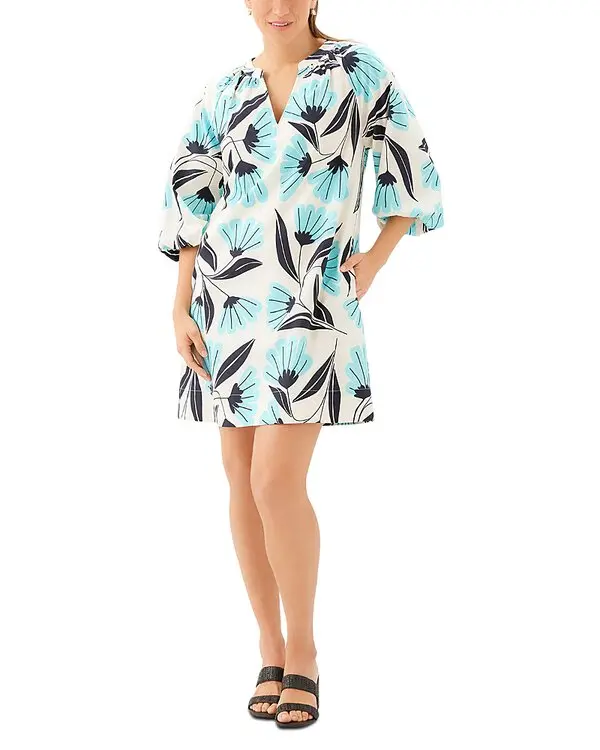 Karen Kane Puff Sleeve Peasant Dress With Floral