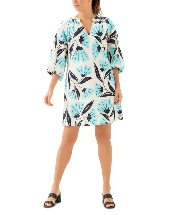 Karen Kane Puff Sleeve Peasant Dress With Floral