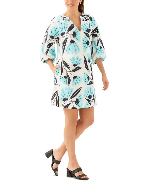 Karen Kane Puff Sleeve Peasant Dress With Floral