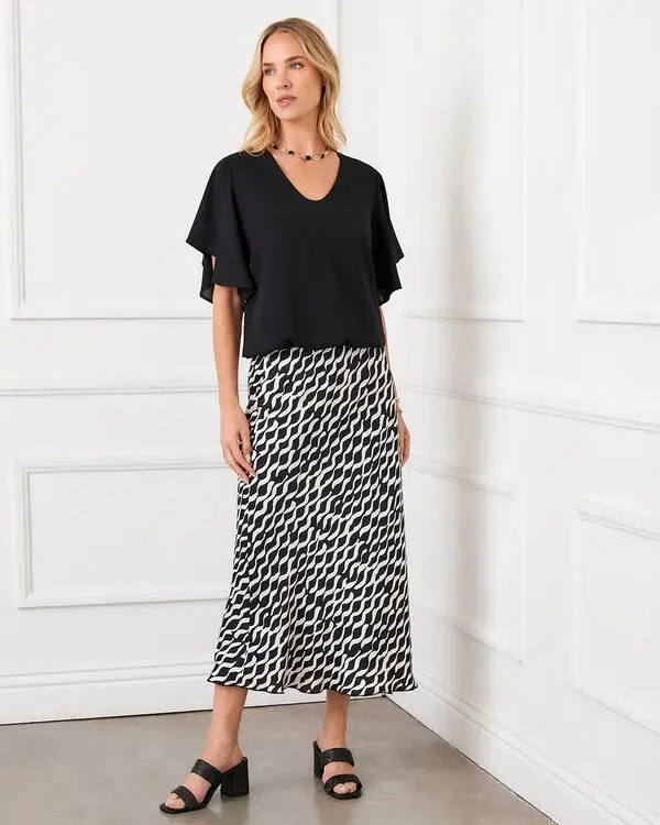 Karen Kane Satin Bias Cut Skirt - Print