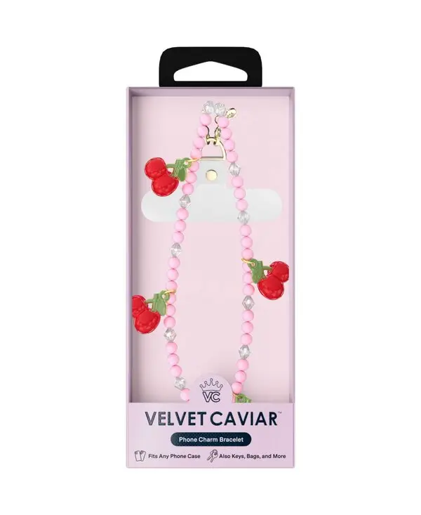 VELVET CAVIAR Phone Charm With Cherry Embellishments