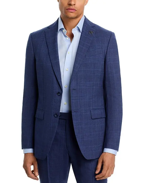 John Varvatos Slim Fit Tonal Plaid Suit Jacket - Blue