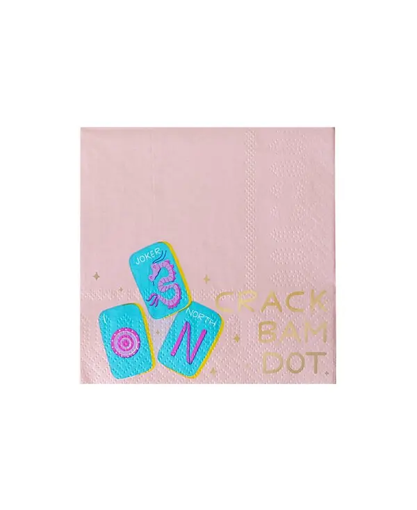 JOLLITY & CO Mahjong Crack Bam Dot Paper Cocktail Napkins, Set Of 20 - Pink Mahjong Print Paper Napkins