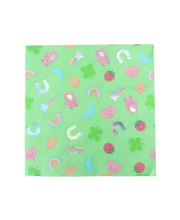 JOLLITY & CO Lucky Me Patterned Large Paper Napkins, Set Of 16 - Green Lucky Print Paper Napkins