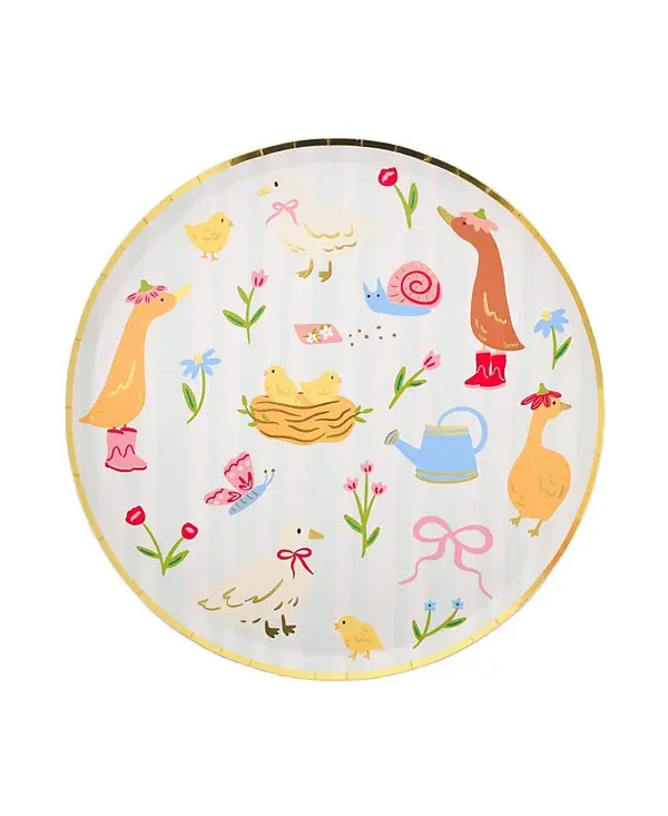 JOLLITY & CO Silly Goose Large Paper Plates, Set Of 8 - Silly Goose Printed Paper Plates