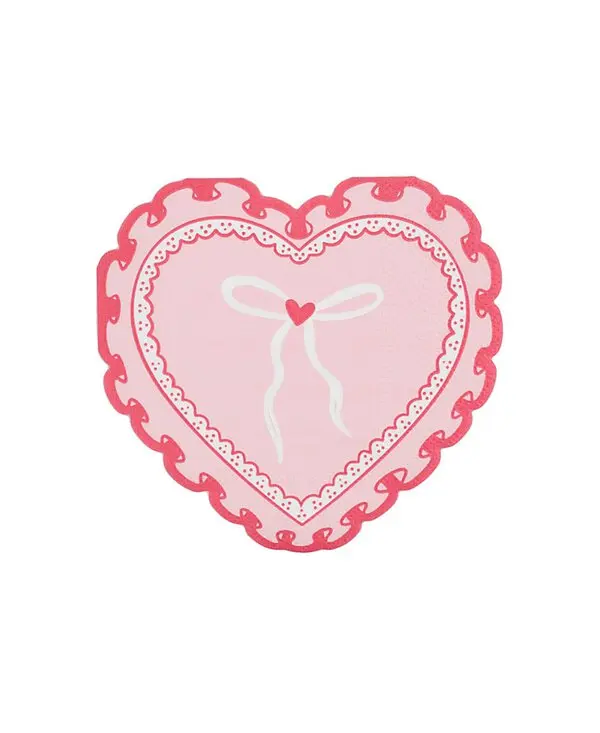 JOLLITY & CO Love Birds Heart Petite Paper Napkins, Set Of 16 - Pink Heart Paper Napkins
