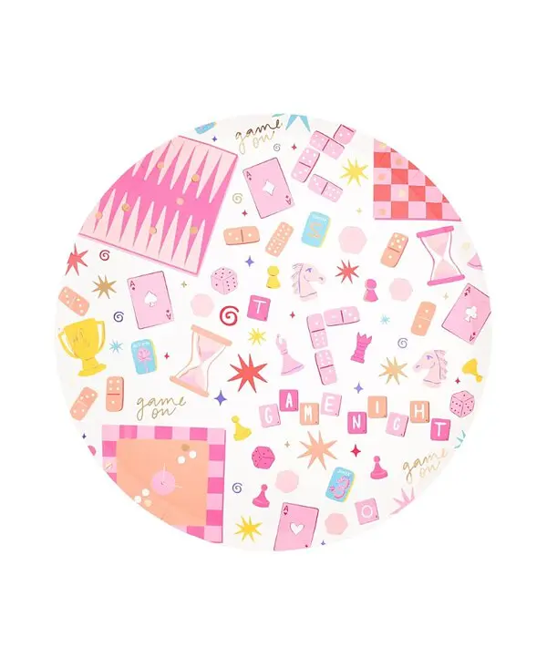 JOLLITY & CO Game Night Patterned Paper Dinner Plates, Set Of 8 - Game Themed