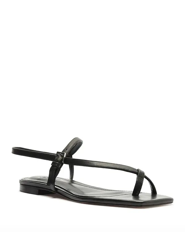 Schutz Lisa Flat Sandals - Black