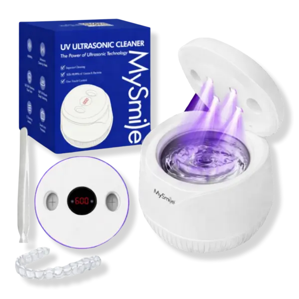 MYSMILE Ultrasonic Retainer & Jewelry Cleaning Pod For Home With Digital Timer - White