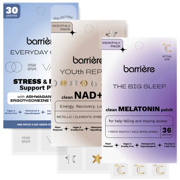 BARRIERE Reset & Relax 3-pack Bundle: Everyday Calm, Nad+, Melatonin - One-color