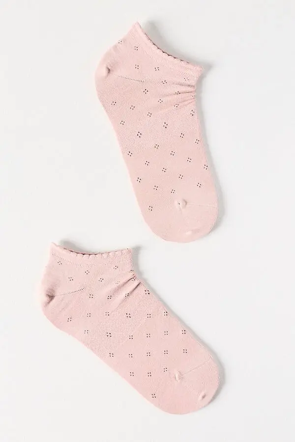 BOMBAS Eyelet Ankle Socks - Baby Pink