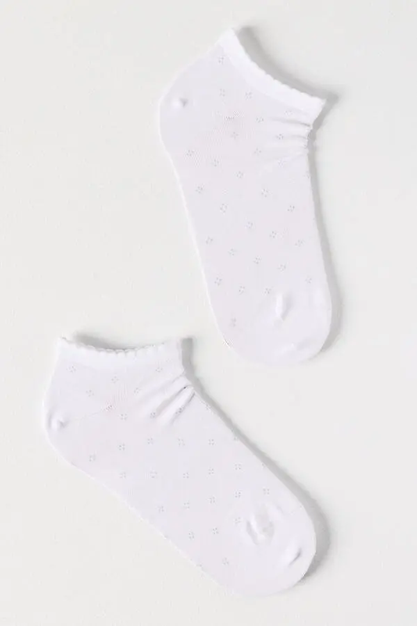 BOMBAS Eyelet Ankle Socks - White