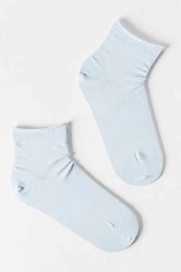 BOMBAS Roll-top Quarter Socks - Cloud Mist