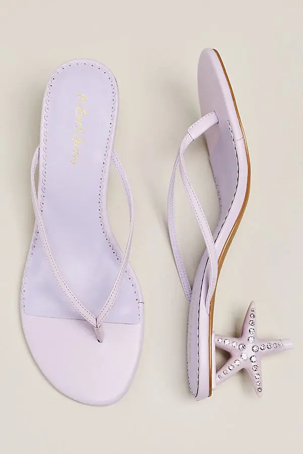 For Love & Lemons Soleil Starfish Heeled Thong Sandals - Lilac