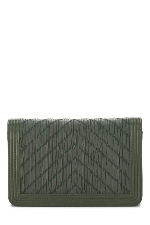 Chanel Lambskin Chevron Pleated Wallet On Chain