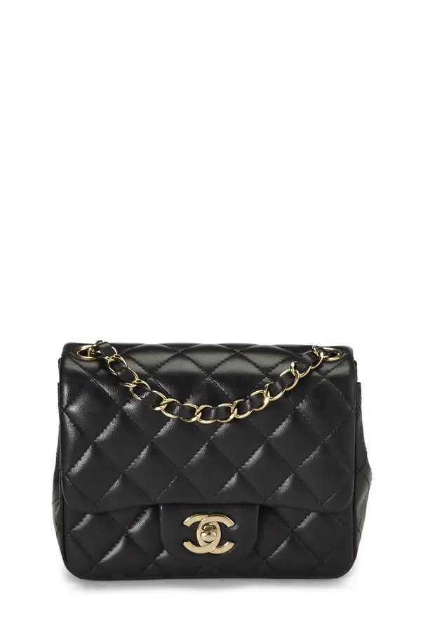 Chanel Quilted Lambskin Square Flap Bag - Black