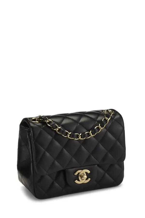 Chanel Quilted Lambskin Square Flap Bag - Black
