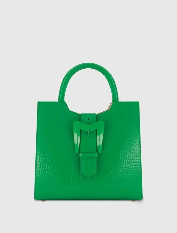 Mac Duggal Medium Croc Embossed Leather Tote