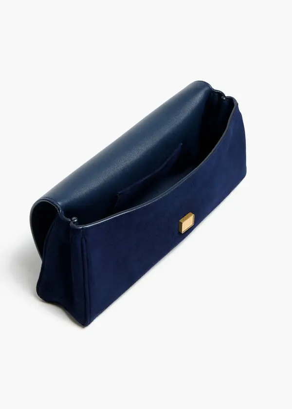 Khaite Audrey Suede Clutch - Midnight Navy