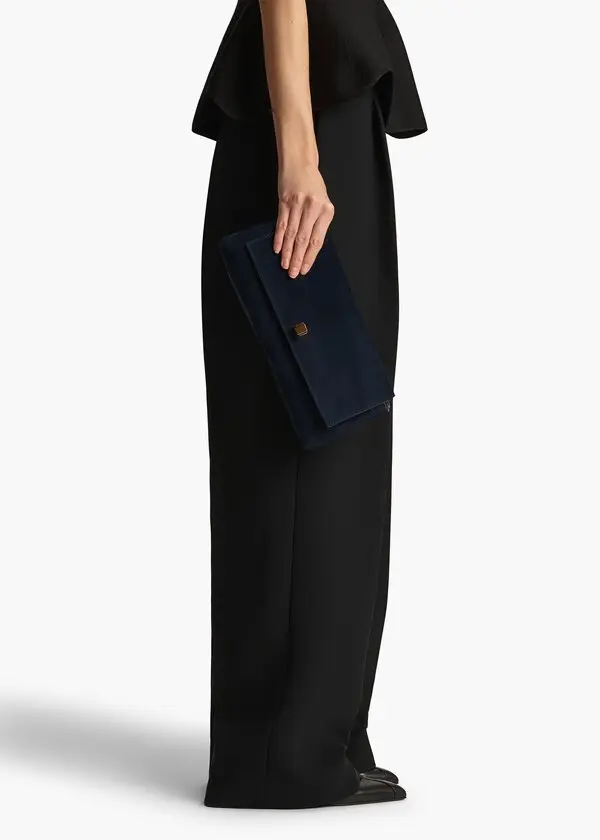 Khaite Audrey Suede Clutch - Midnight Navy