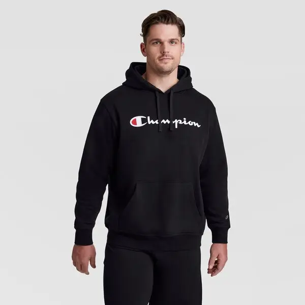 Champion Powerblend Hoodie With Full Script Logo - Black