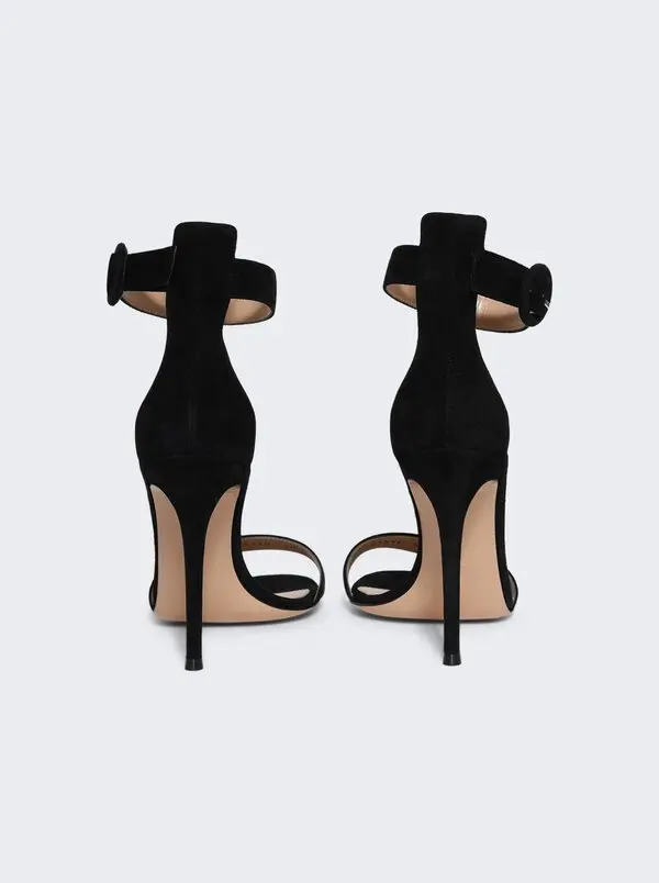 GIANVITO ROSSI Portofino 105 Suede Sandals - Black