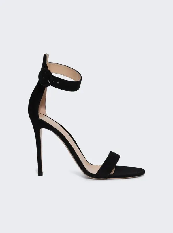 GIANVITO ROSSI Portofino 105 Suede Sandals - Black