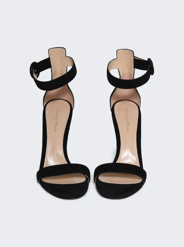 GIANVITO ROSSI Portofino 105 Suede Sandals - Black