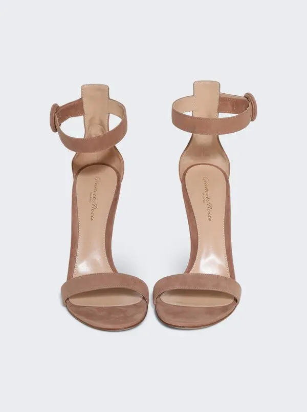GIANVITO ROSSI Portofino 105 Praline Suede Sandals - Tan