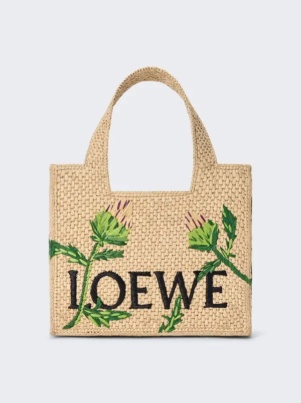 Loewe Small Artichoke Font Tote In Raffia - Natural