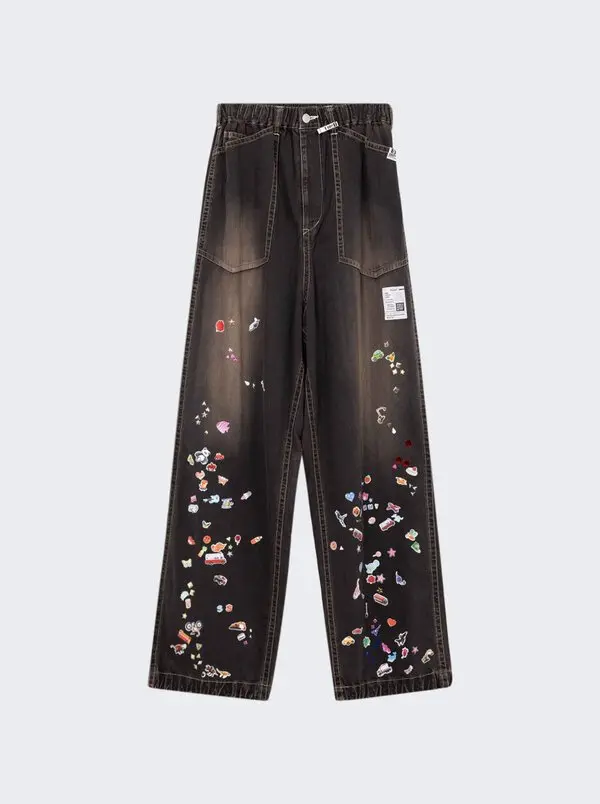 Mihara Yasuhiro Appliqué Detail Jeans - Black