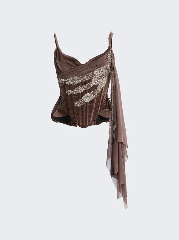 WIEDERHOEFT Salon Corset Velvet - Brown