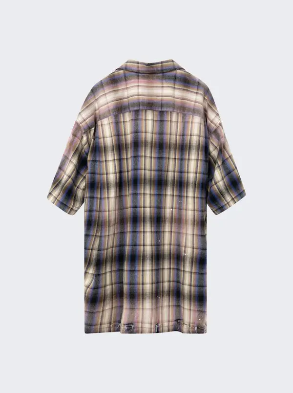 Mihara Yasuhiro H/s Check Shirt With Sticker - Beige