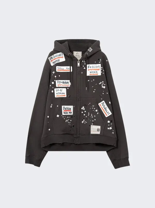 Mihara Yasuhiro Embellished Zip-up Hoodie - Black