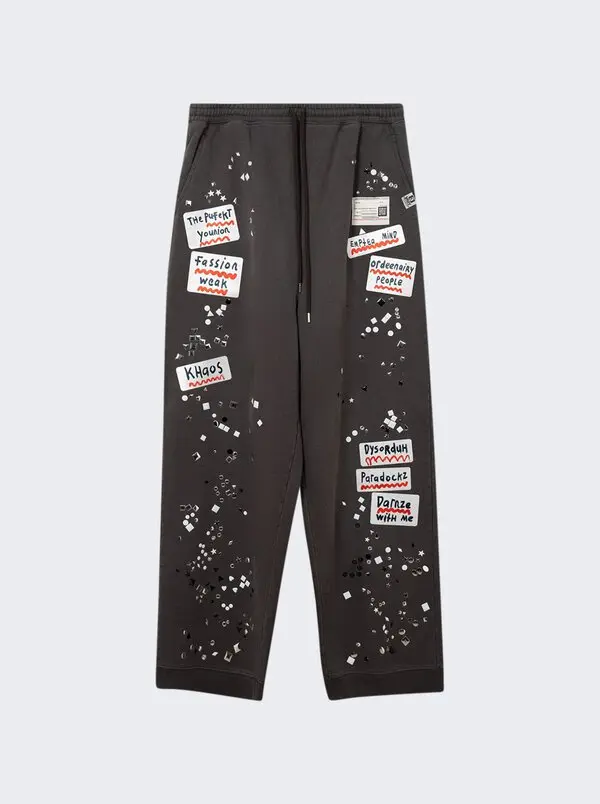 Mihara Yasuhiro Embellished Sticker Relaxed Fit Pants - Black