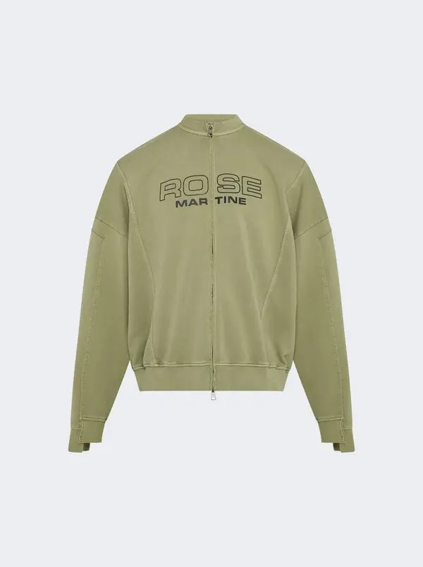 Martine Rose Zip Up Crew Sweatshirt - Green